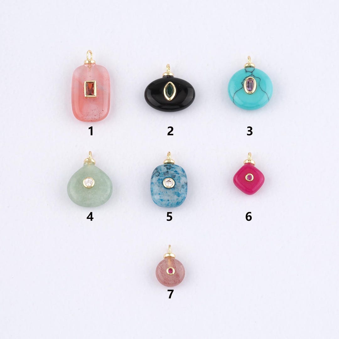18K Gold Filled Natural Stone Pendant,natural Stone Charm Bracelet ...