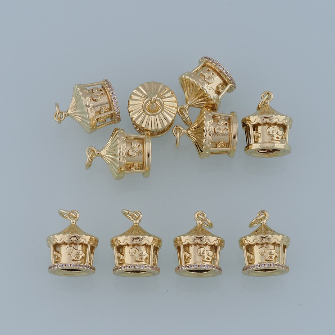 18K Gold Filled Carousel Pendant,carousel Charm Bracelet Necklace for ...