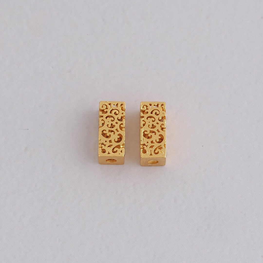 24K Gold Filled Cuboid Spacer Beads,cuboid Beads Charm Bracelet ...