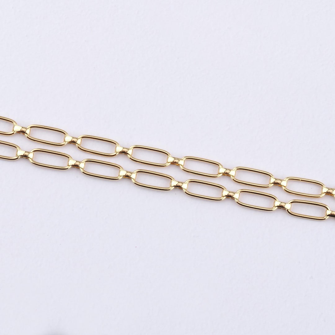 3.28feet 18K Gold Filled Paper Clip Chain,link Chain Necklace,gold Oval ...