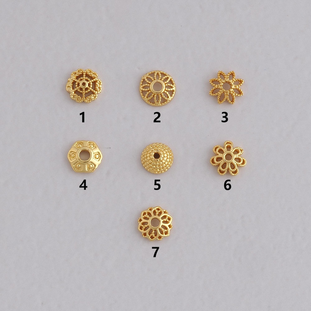 50pcs 24K Gold Filled Round Bead Cap,bead Caps for DIY Jewelry Making ...