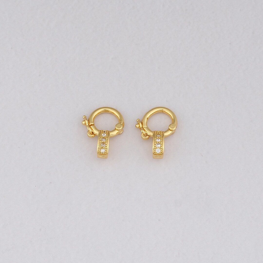 24K Gold Filled Round Snap Clasp,dainty Push Gate Clasp Lock for DIY ...