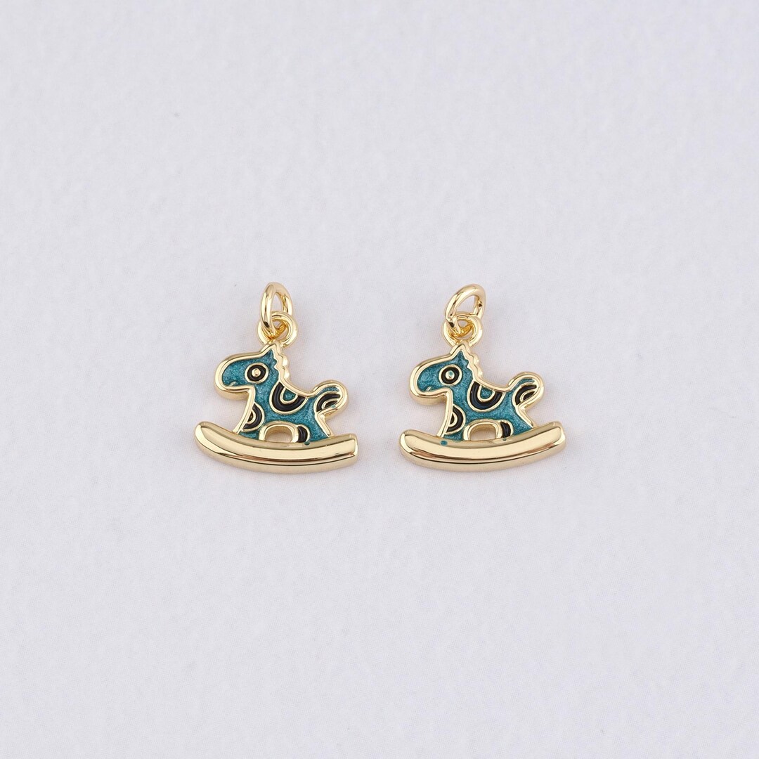 18K Gold Filled Trojan Horse Pendant,enamel Trojan Horse Charm Bracelet ...