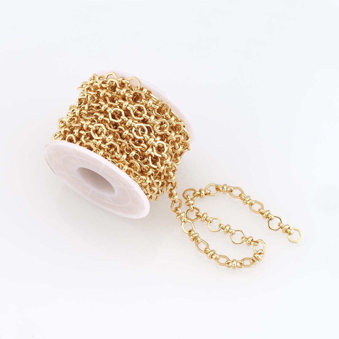 3.28feet 18K Gold Plated Hexagon Chain,gold Link Chain,thin Hexagon ...