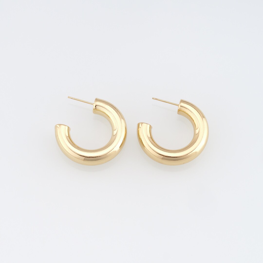 Single 18K Gold Filled Round Hoop Earring,minimalist Earring,gold Round Open Thick Earring Hoops ...