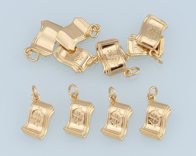 18K Gold Plated Money Pendant,money Charm Bracelet Necklace for DIY ...
