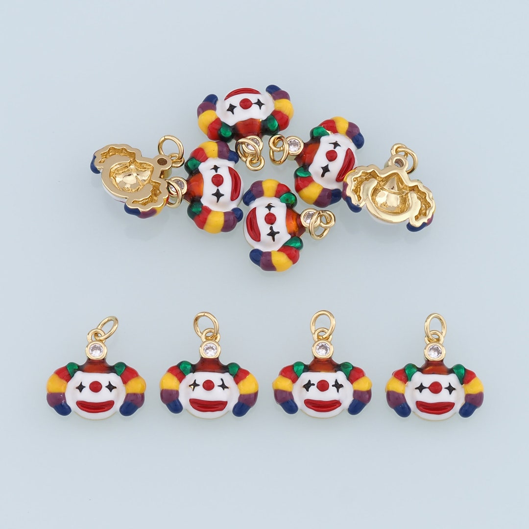 18K Gold Filled Clown Pendant,enamel Clown Charm Bracelet Necklace for ...