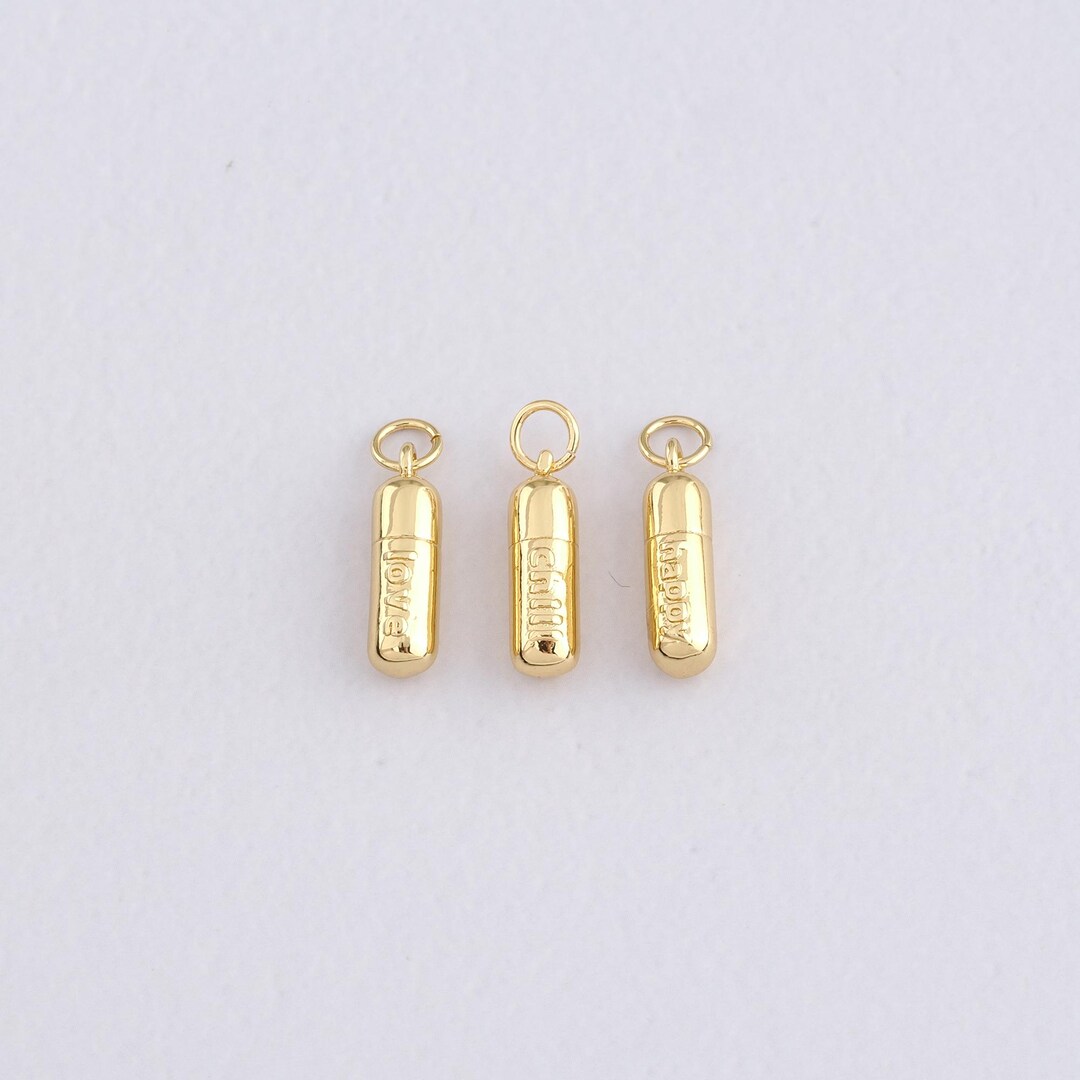 18K Gold Filled Pill Pendant,gold Capsule Charm Bracelet Necklace for ...