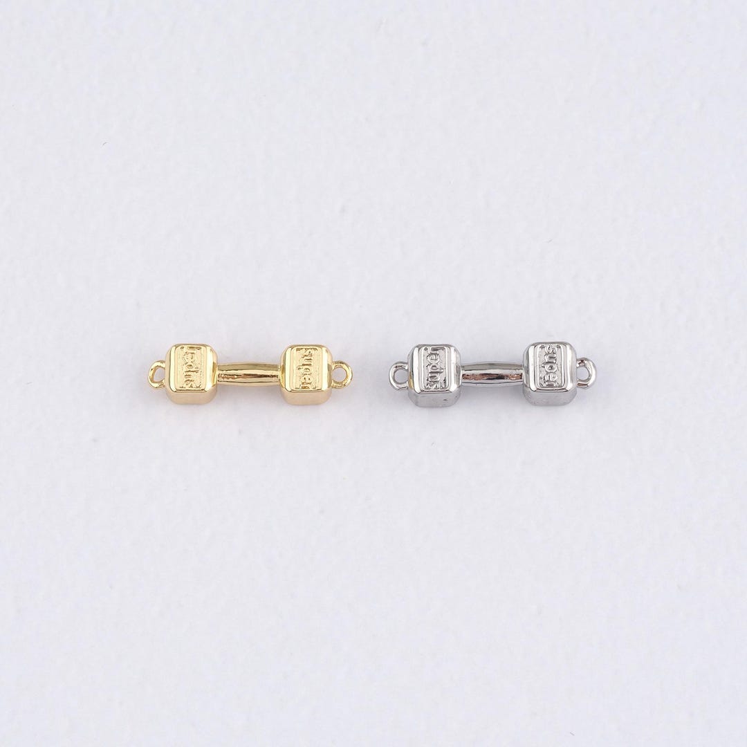 18K Gold Filled Barbell Connector,gold Barbell Charm Bracelet Necklace ...