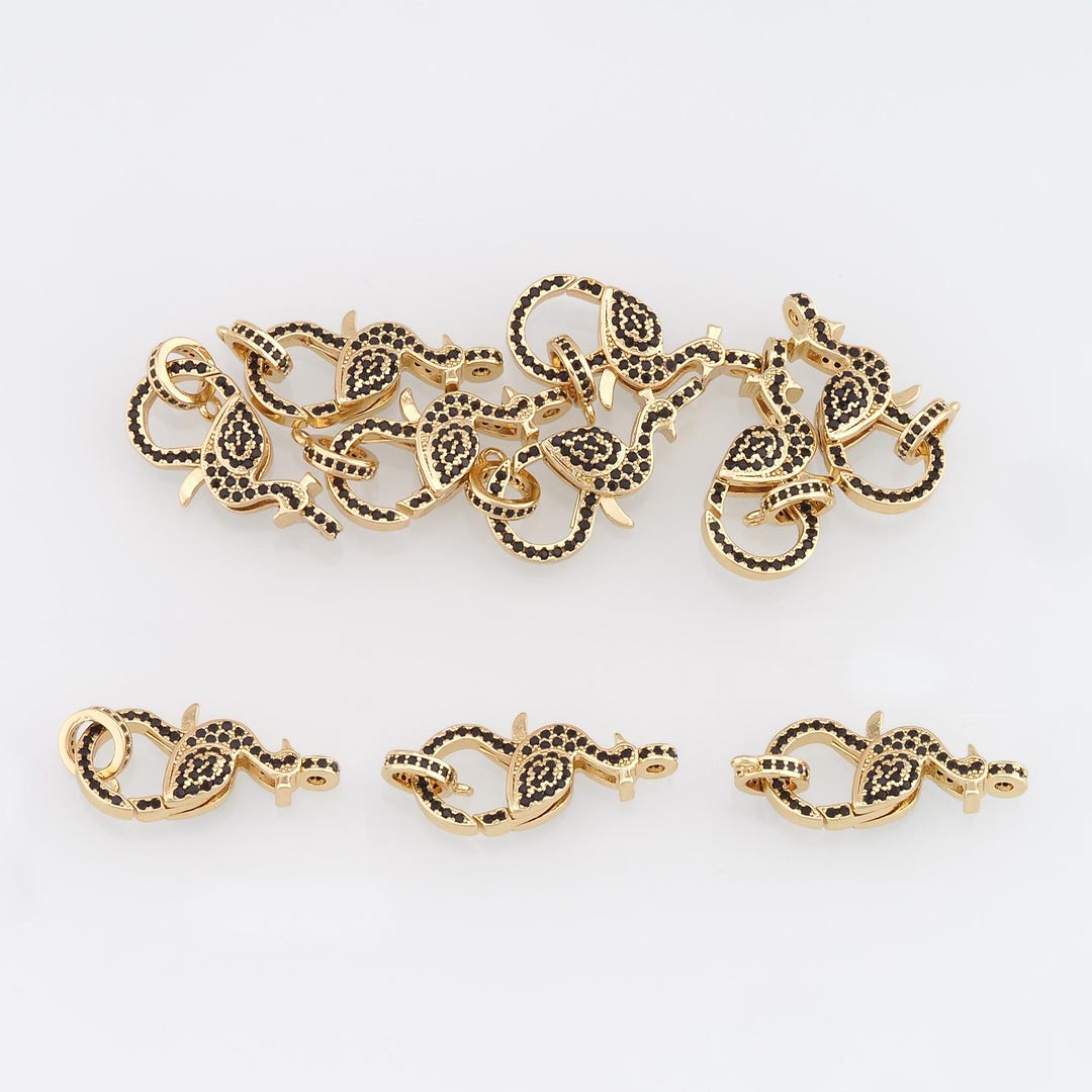 18K Gold Filled CZ Micro Pave Crane Lobster Clasp, Animal Clasp ...