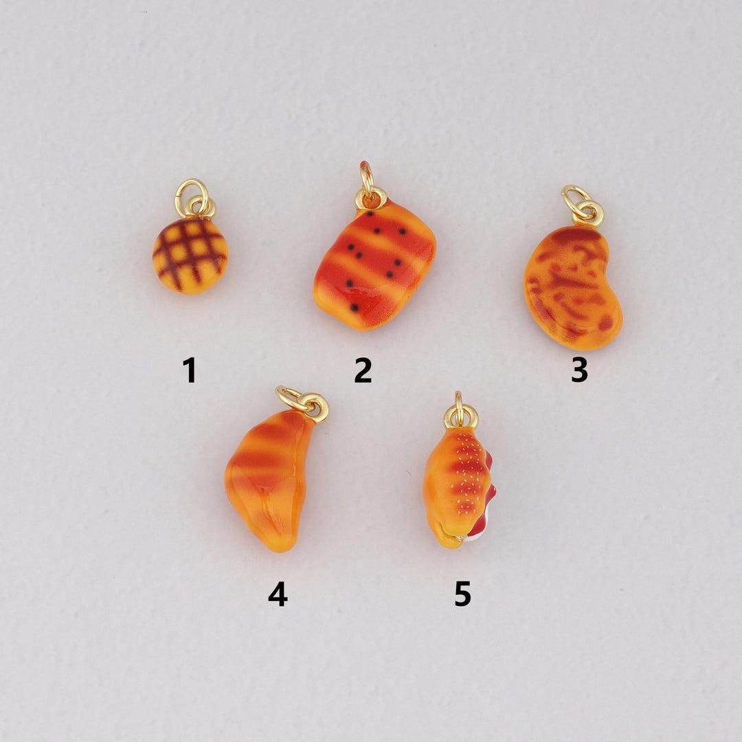 18K Gold Filled Bread Pendant,bread Charm Bracelet Necklace for DIY ...