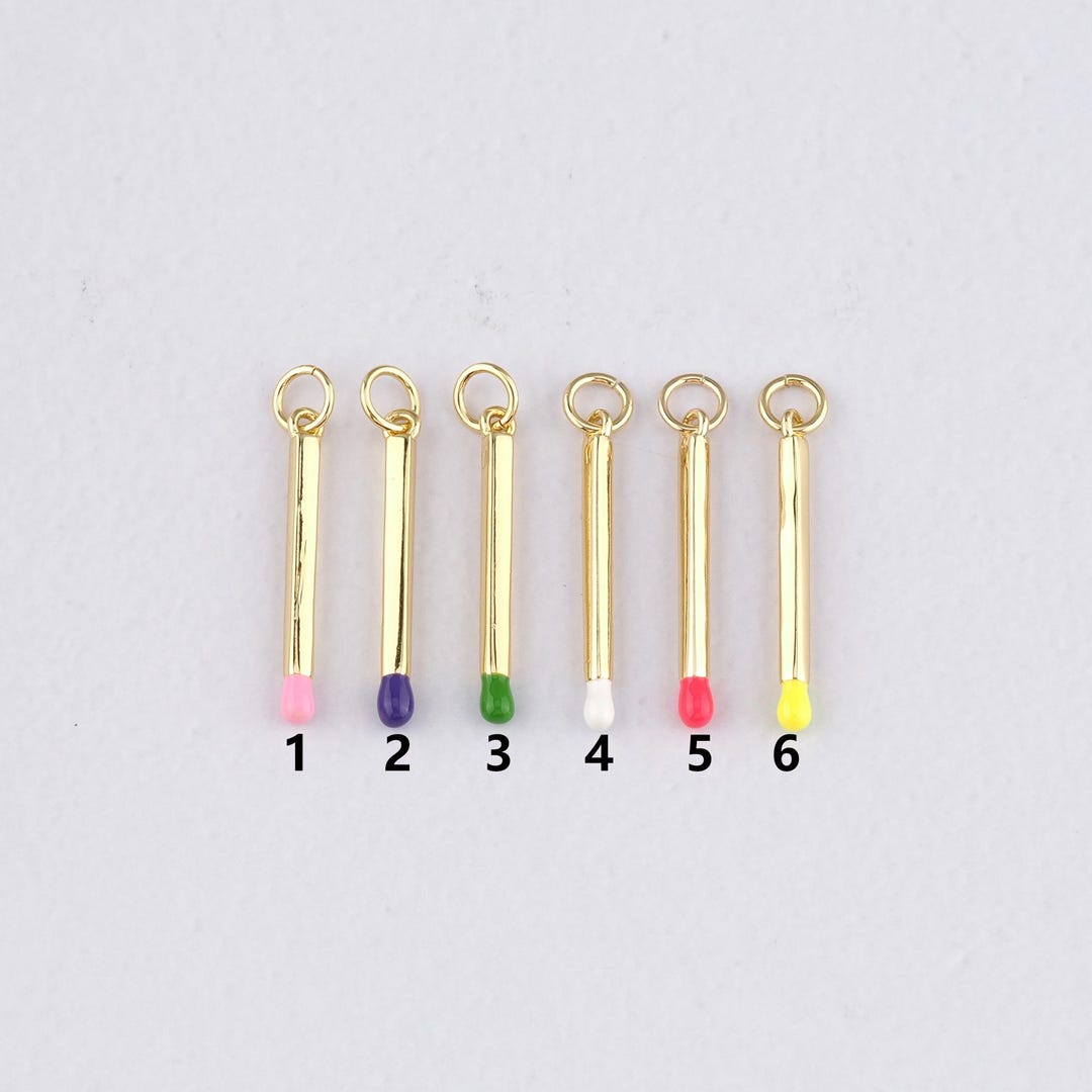 18K Gold Filled Matches Pendant,enamel Matches Charm Bracelet Necklace ...