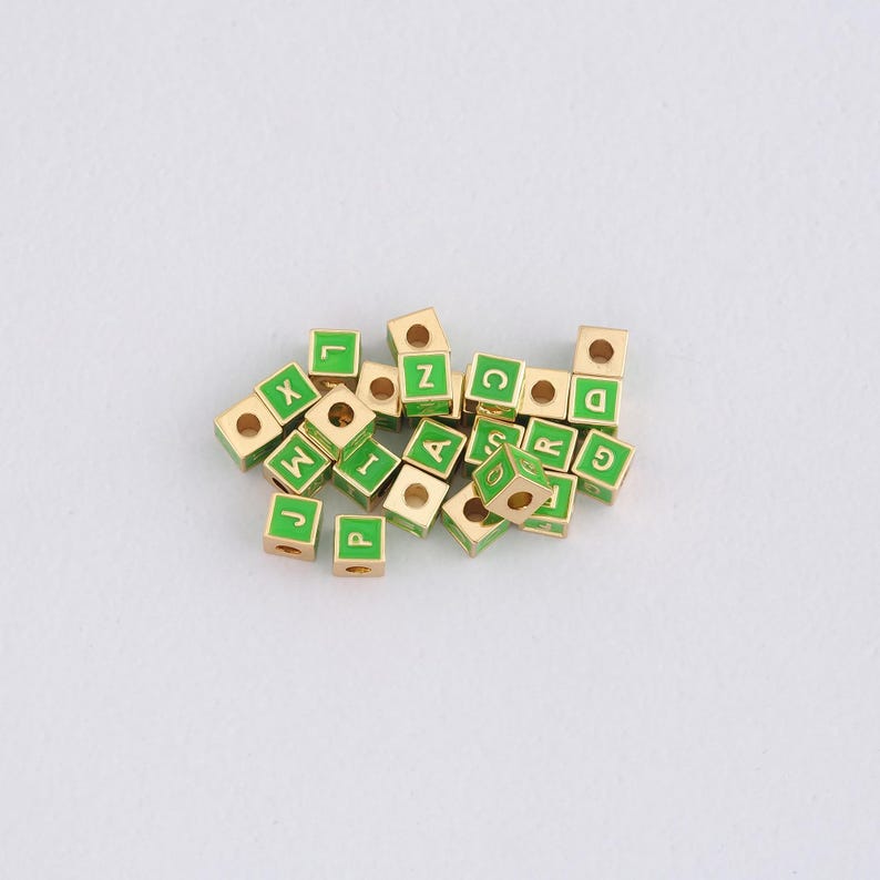 18K Gold Filled Initial Spacer Beads,cube Beads,letter Spacer Beads,diy ...