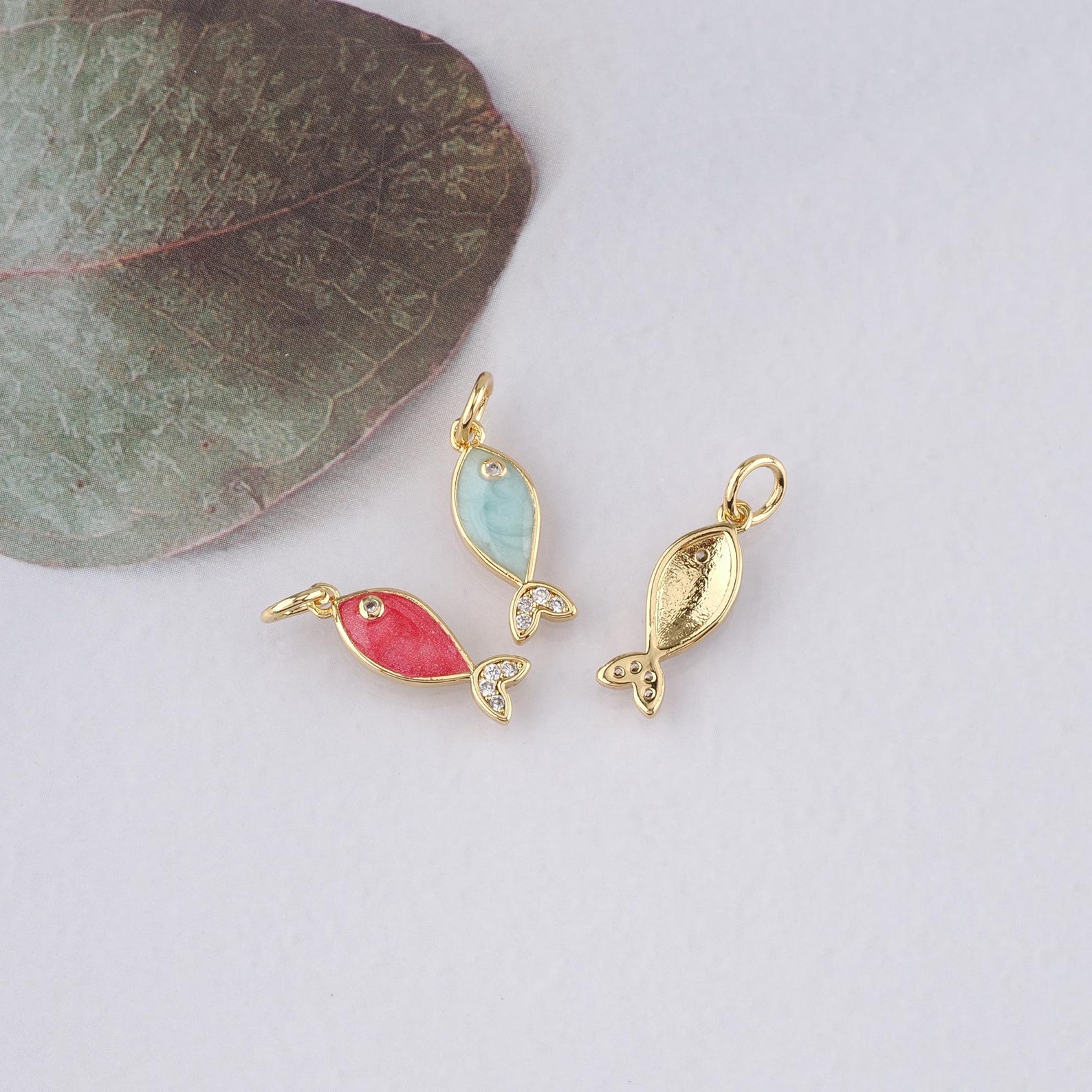 18K Gold Filled Fish Pendant,enamel Fish Charm Bracelet Necklace for ...
