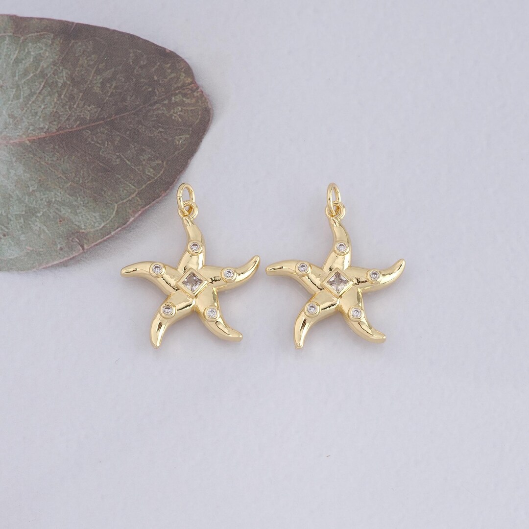 18K Gold Filled Starfish Pendant,cz Micro Pave Ocean Starfish Charm ...