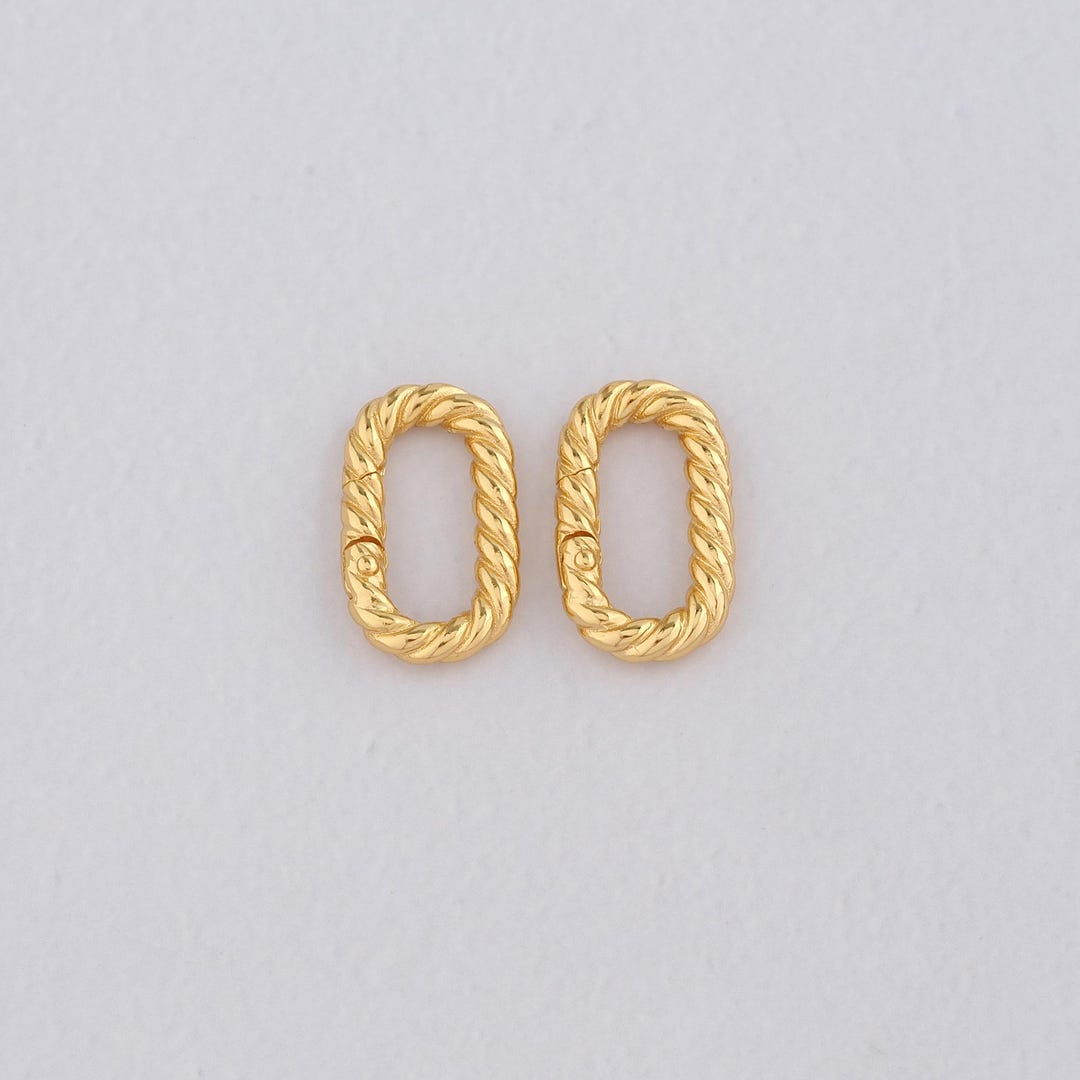 24K Gold Filled Oval Twist Carabiner Clips,oval Spring Push Gate Clasp ...