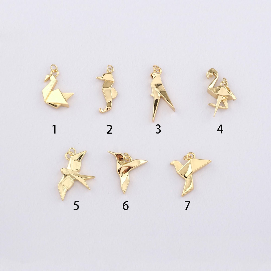 18K Gold Filled Origami Pendant,origami Charm Bracelet Necklace for DIY ...