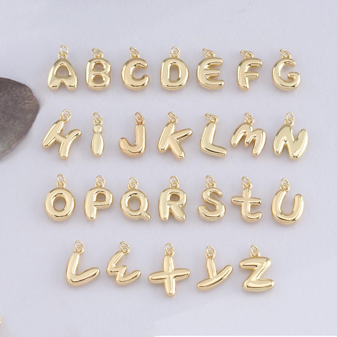 18K Gold Filled Letter Pendant,personalise Initial Charm Bracelet ...