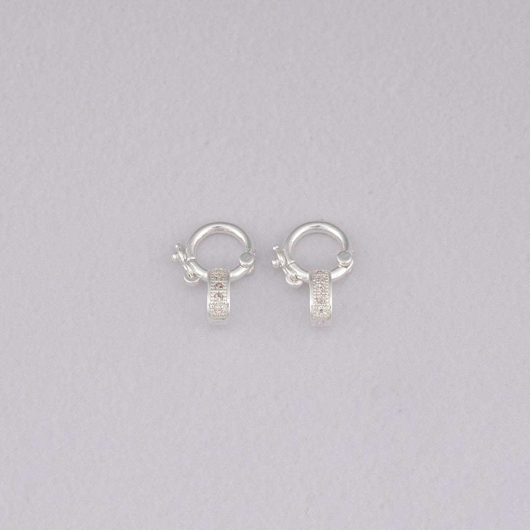 Silver Round Snap Clasp,dainty Push Gate Clasp Lock for DIY Jewelry ...