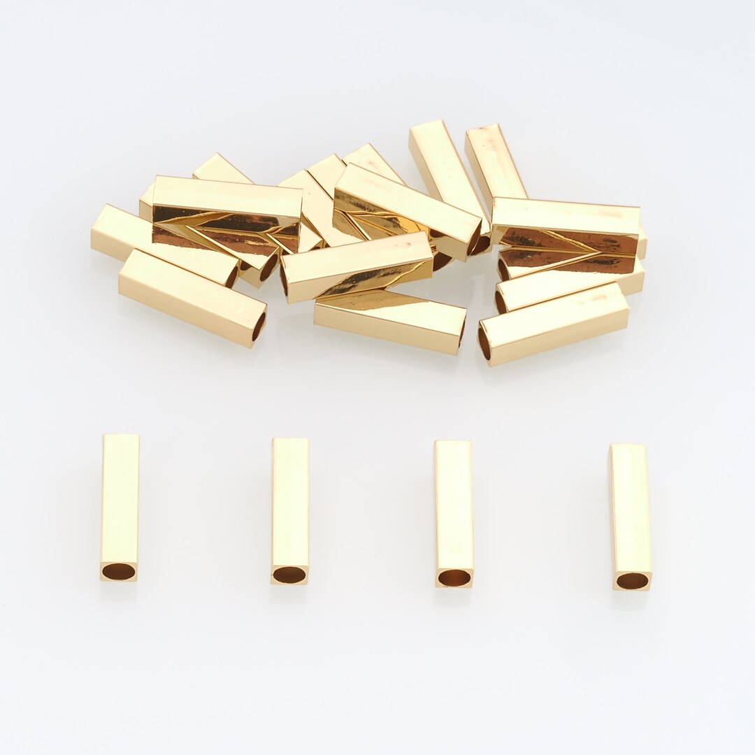 18K Gold Filled Rectangle Spacer Bead,personalise Rectangle Beads Charm ...