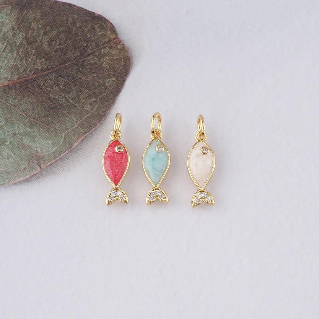 18K Gold Filled Fish Pendant,enamel Fish Charm Bracelet Necklace for ...