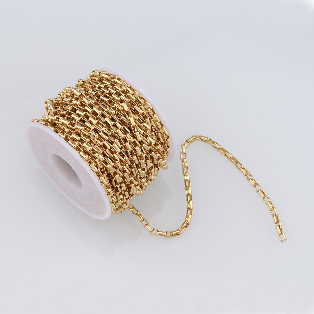3.28feet 18K Gold Plated Rectangle Chain,gold Link Chain,rectangle Link ...