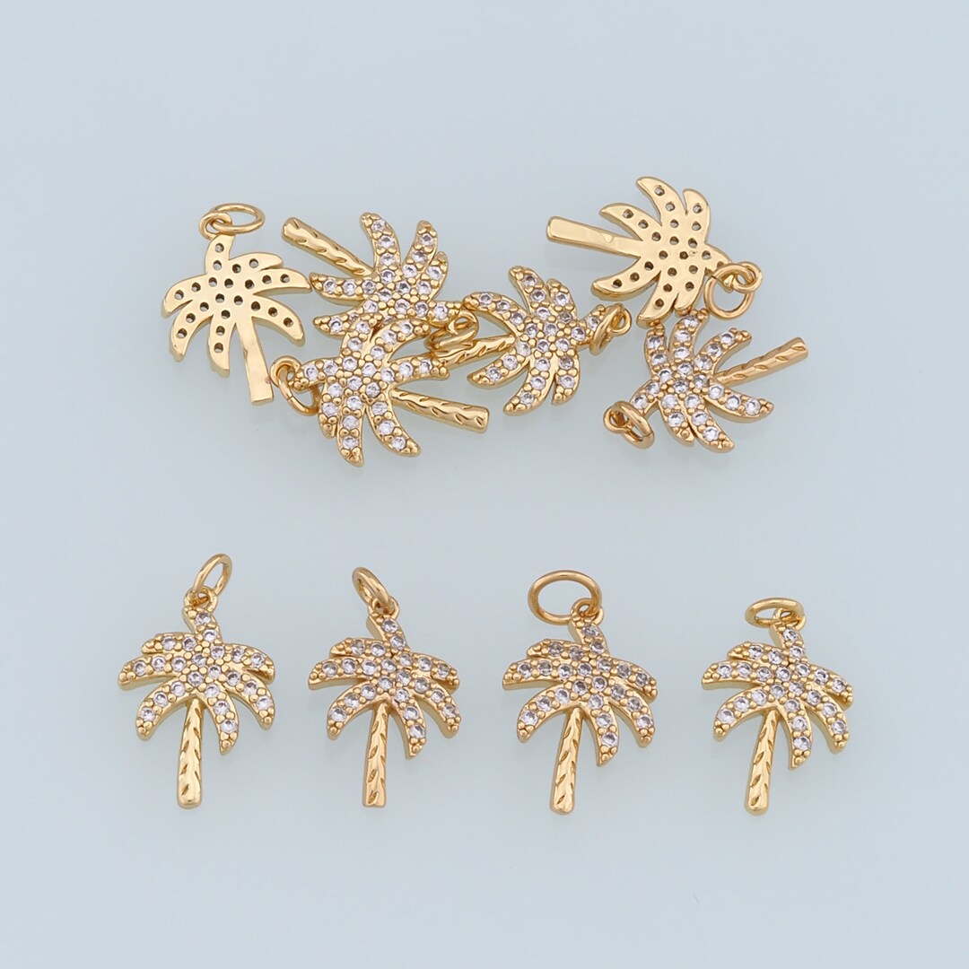 18K Gold Filled Coconut Tree Pendant,coconu Tree Charm Bracelet ...