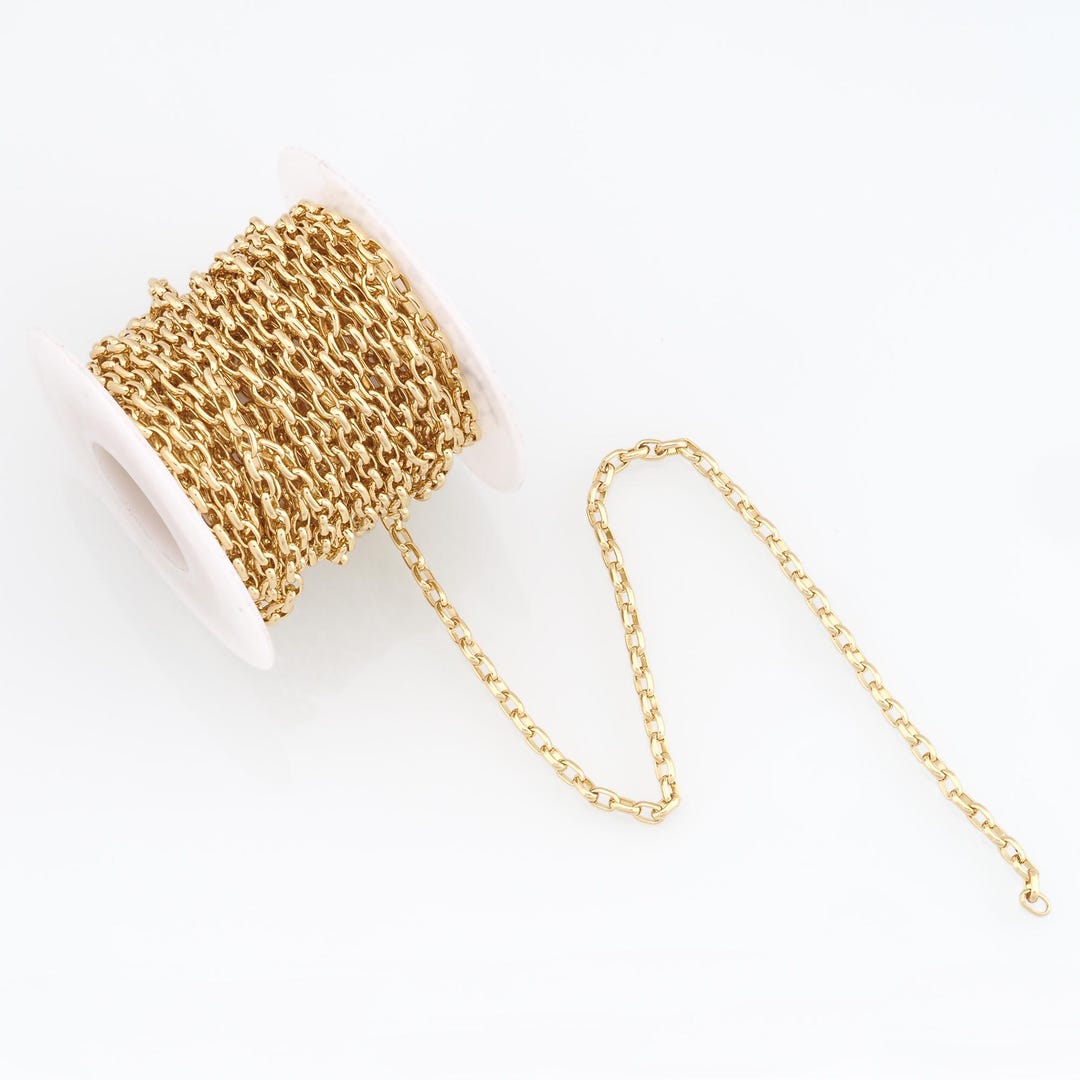 3.28feet 18K Gold Plated Oval Chain,gold Link Chain,oval Link Necklace ...