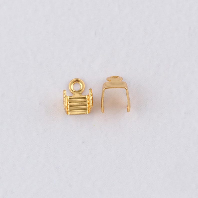 10PCS 24K Gold Filled Ribbon End Clamps With Loop ,clasp End for DIY ...