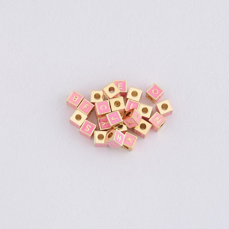 18K Gold Filled Initial Spacer Beads,cube Beads,letter Spacer Beads,diy ...