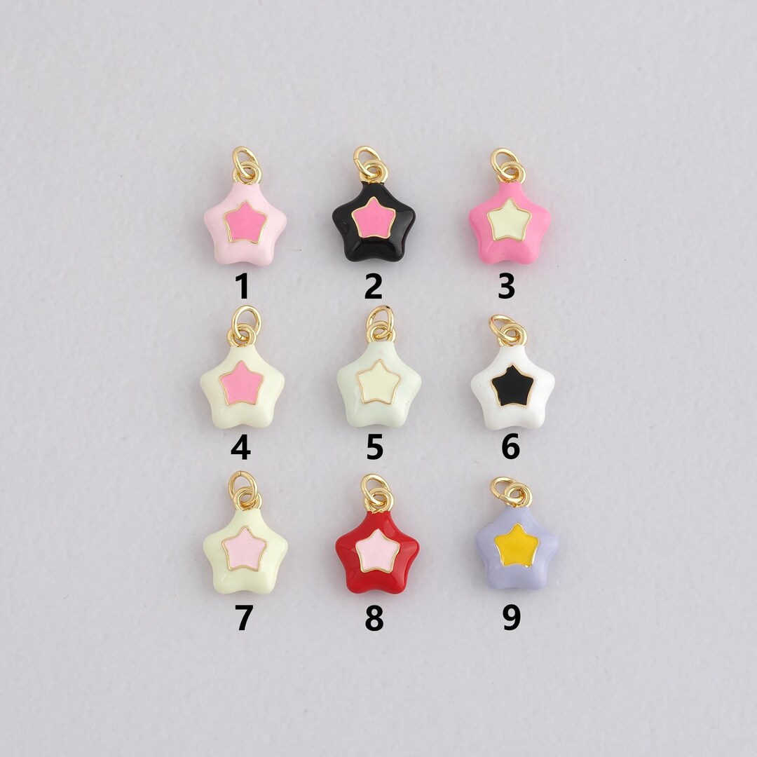 18K Gold Filled Star Pendant,enamel Star Charm Bracelet Necklace for ...
