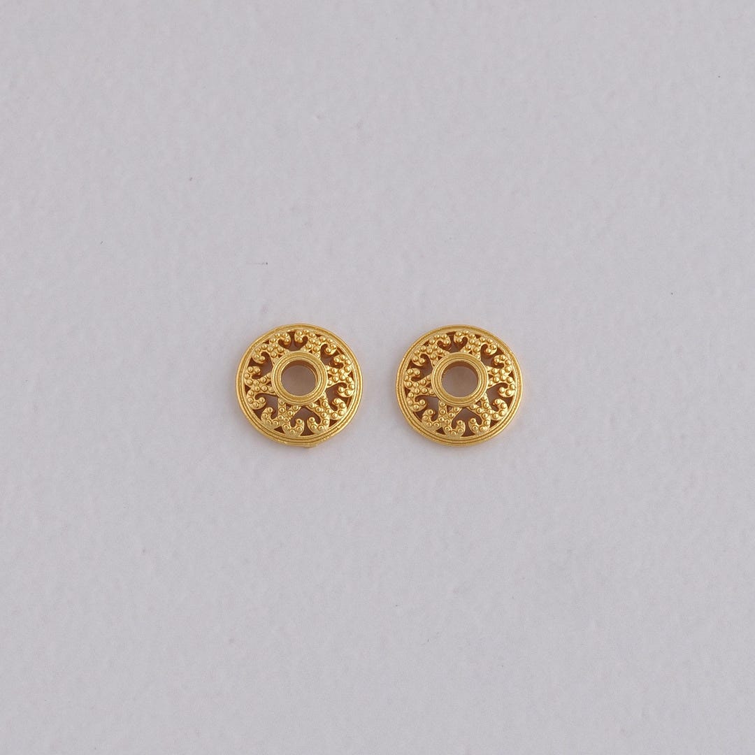 24K Gold Filled Round Bead Cap,bead Caps for DIY Jewelry Making Supply ...