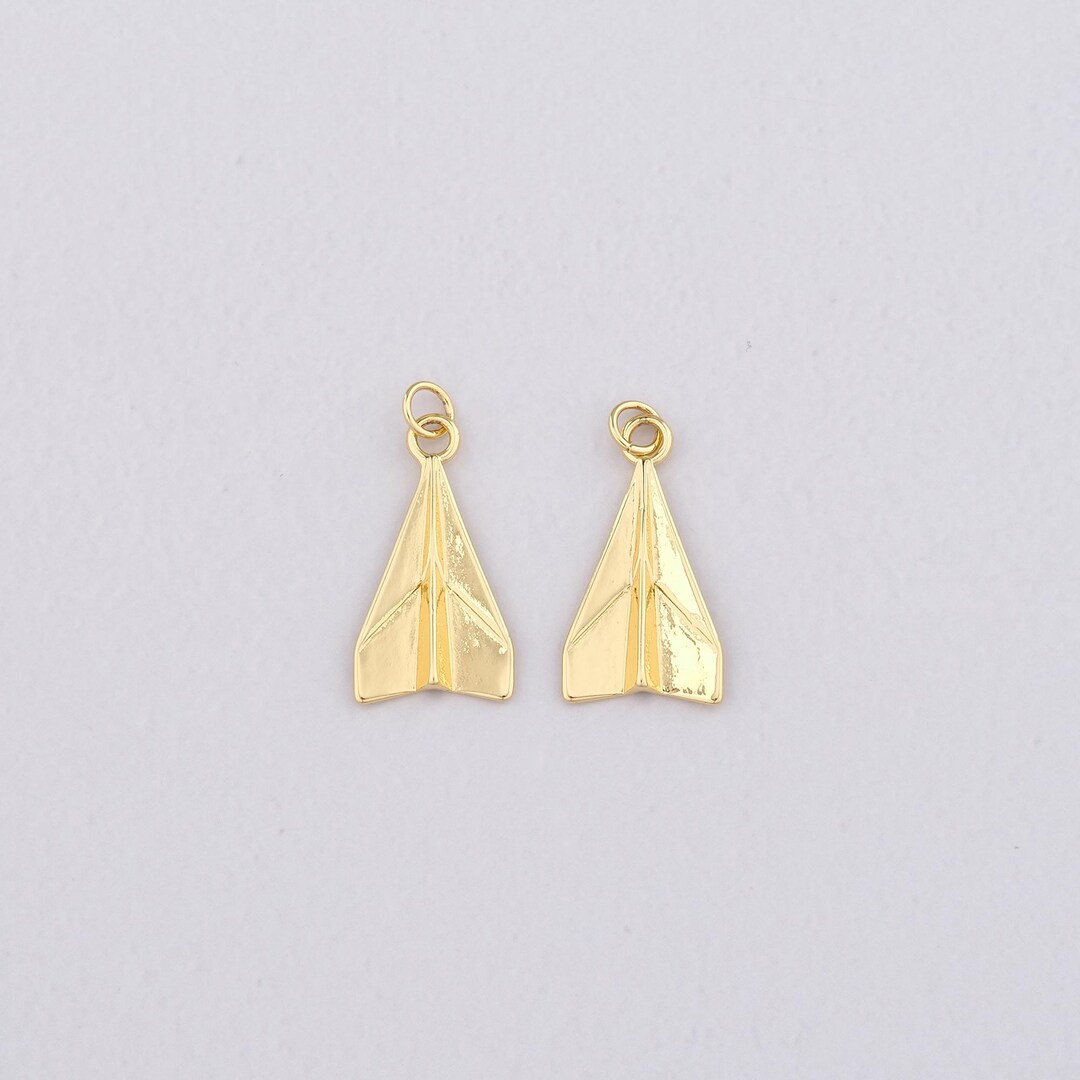 18K Gold Filled Paper Airplane Pendant,origami Airplane Charm Bracelet ...