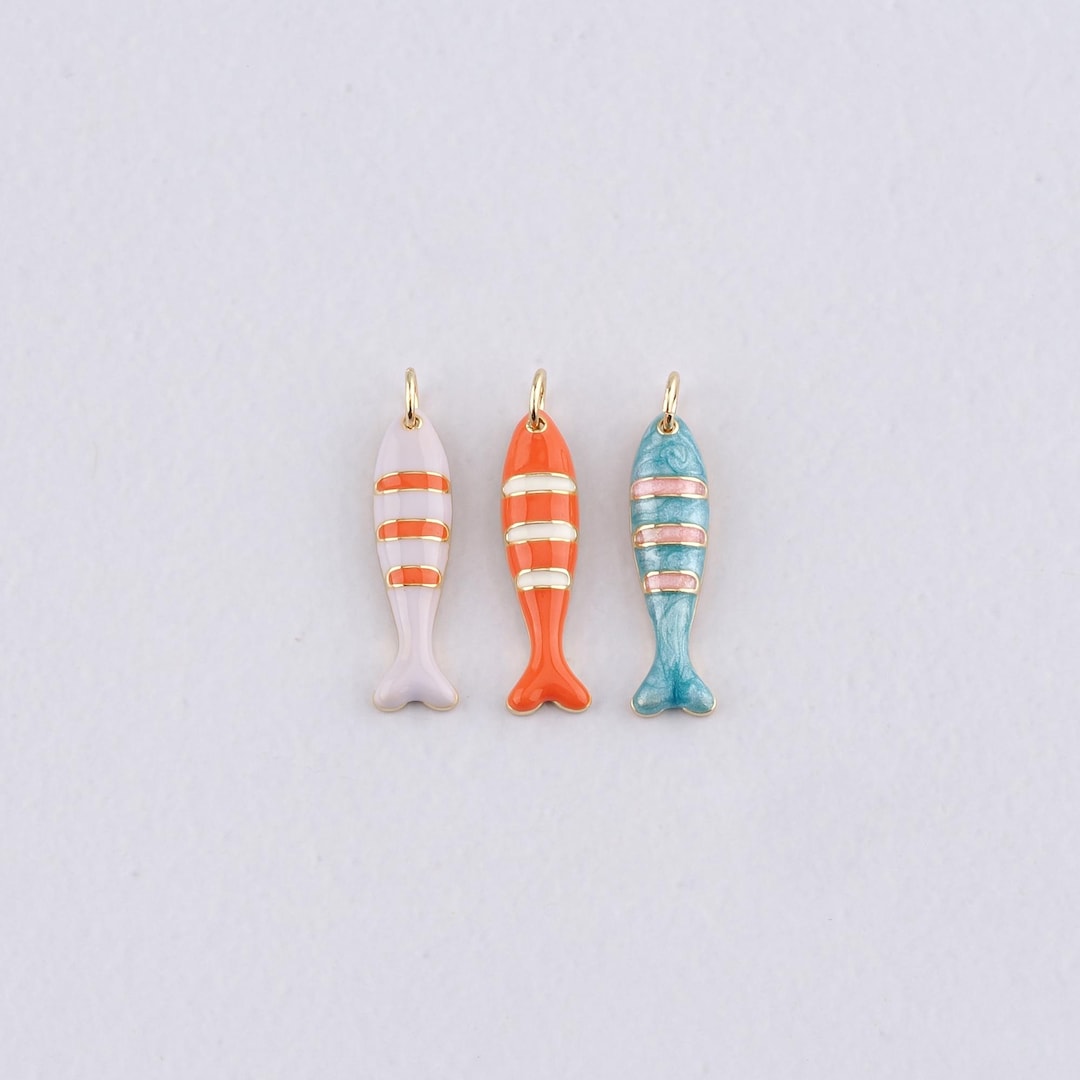 18K Gold Filled Fish Pendant,enamel Fish Charm Bracelet Necklace for ...