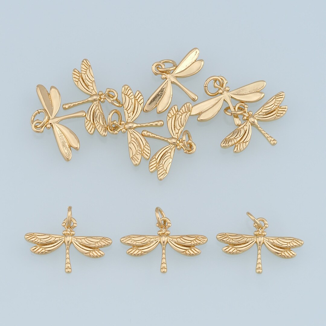 18K Gold Filled Dragonfly Pendant,dragonfly Charm Bracelet Necklace for ...
