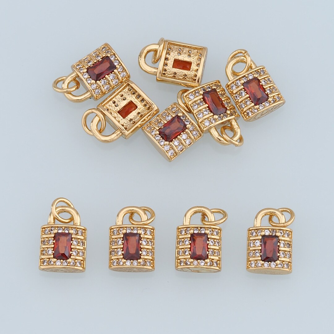 18K Gold Filled Lock Pendant,cz Micro Pave Lock Charm Bracelet Necklace ...