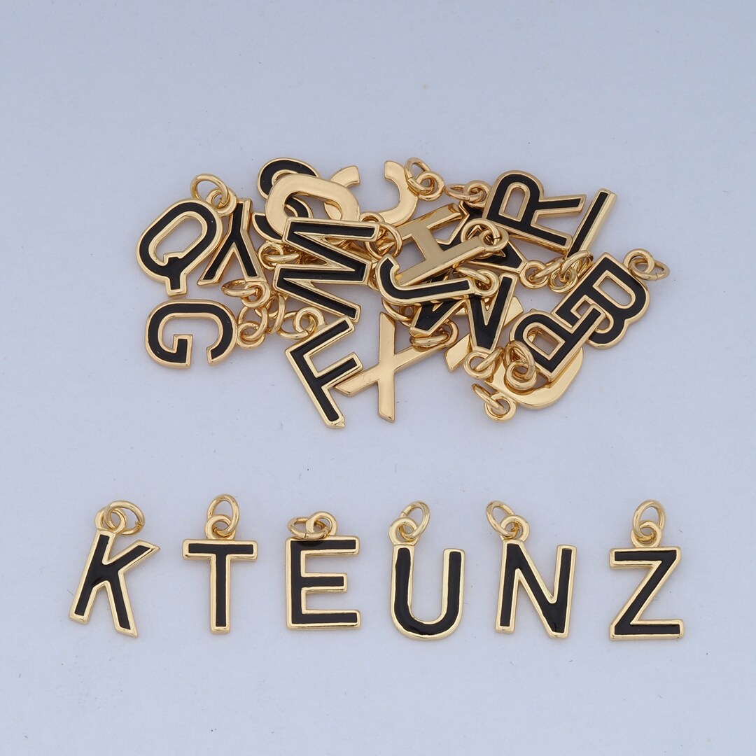 18K Gold Filled Letter Pendant,personalise Enamel Initial Charm ...