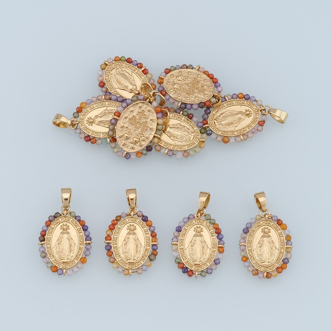 18K Gold Filled Virgin Mary Pendant,virgin Mary Charm Bracelet Necklace ...