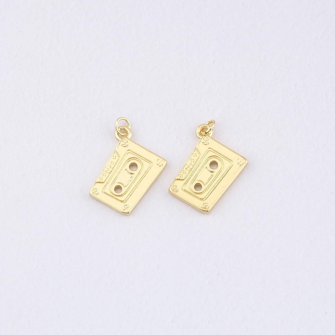 18K Gold Filled Cassette Tape Pendant,gold Tape Charm Bracelet Necklace ...
