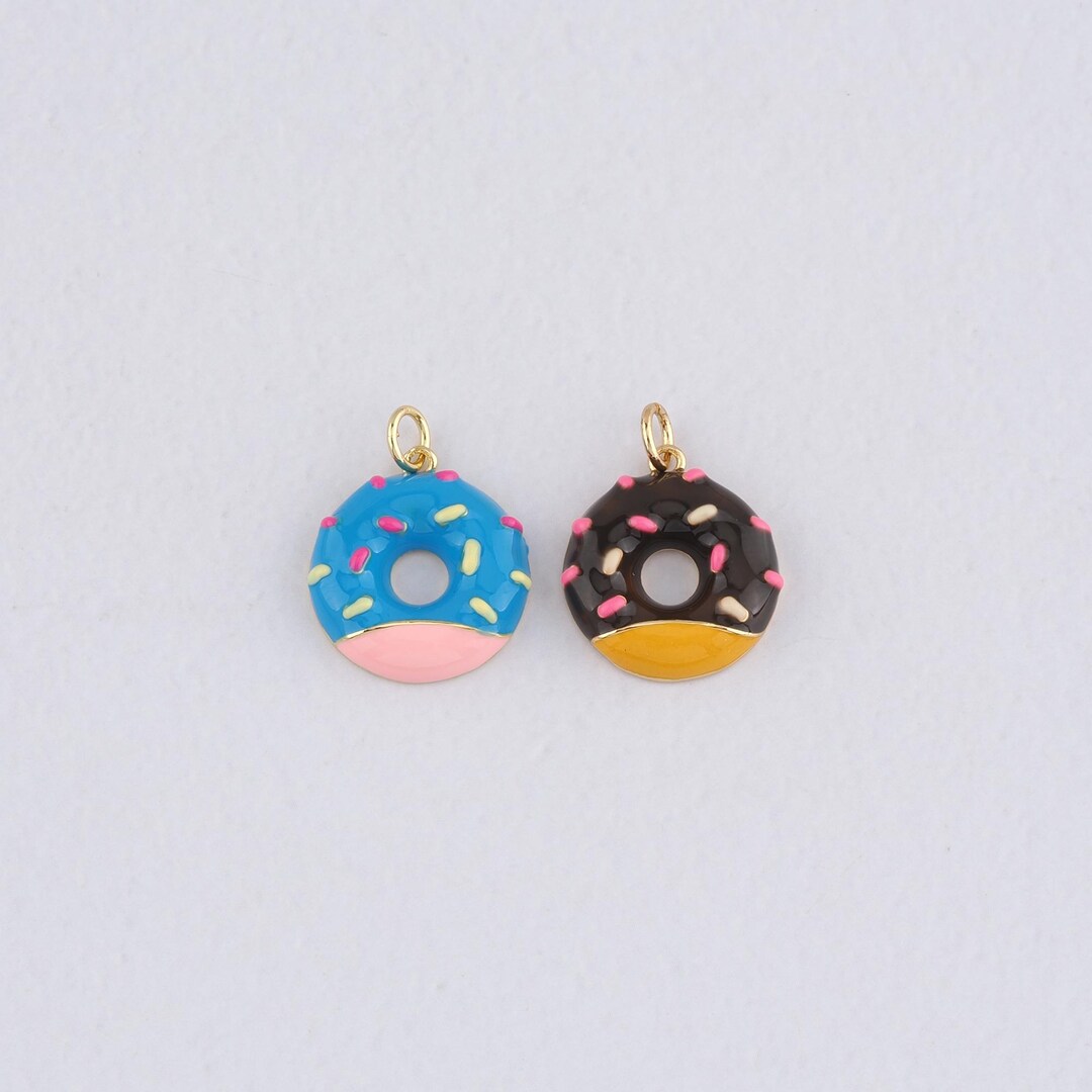 18K Gold Filled Donut Pendant,enamel Doughnut Charm Bracelet Necklace ...
