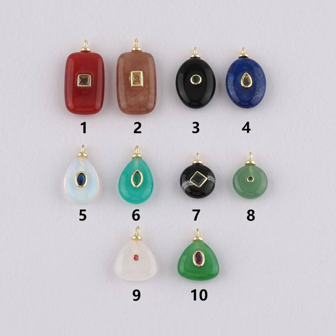 18K Gold Filled Natural Stone Pendant,natural Stone Charm Bracelet ...