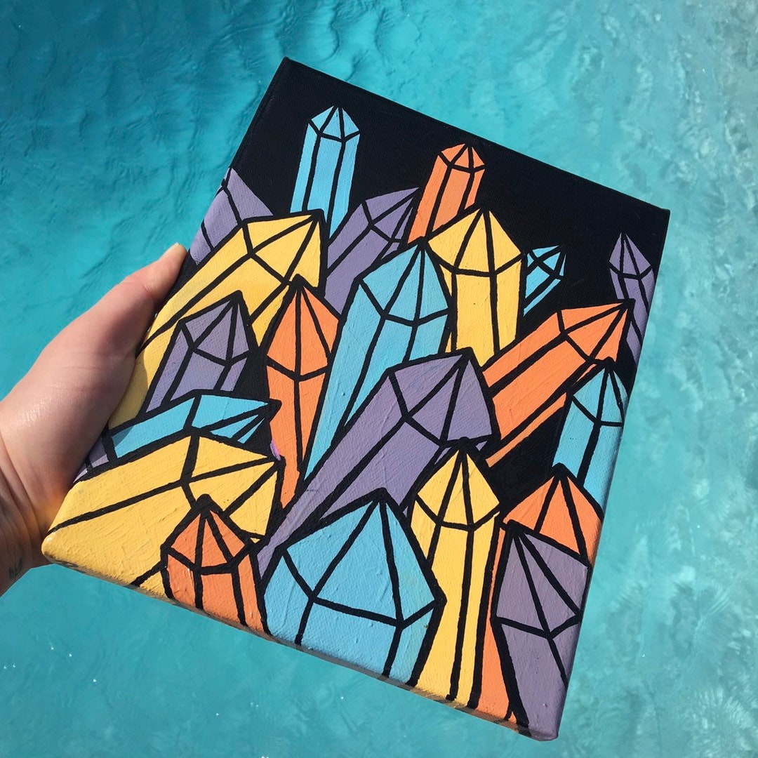 Pastel Crystals 1 Mixed Media Painting 10x8 Pop Art Gallery Wrapped ...