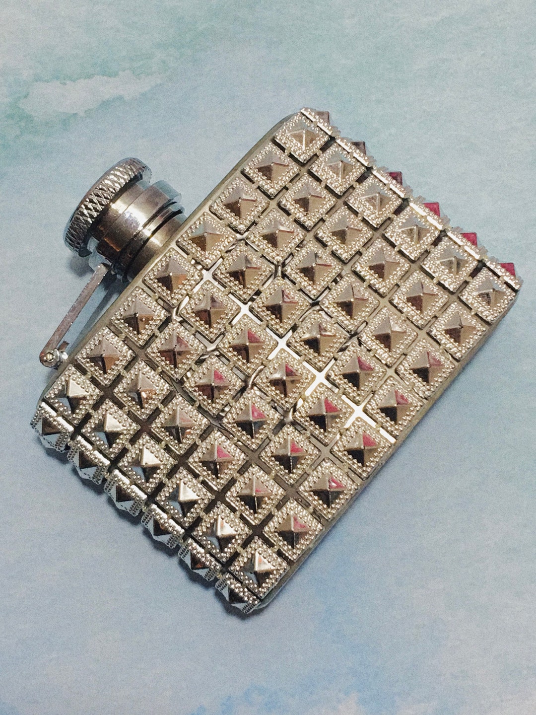 Studded Mini Flask Pyramid Studded Stainless Steel Punk Rock 4 or 6 ...