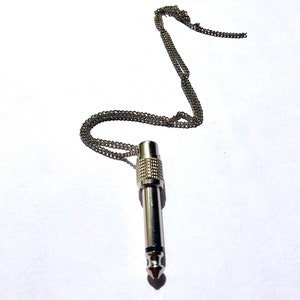 Audio Jack Necklace Silver Tone Real Headphone 1/4 Adapter Jewelry ...