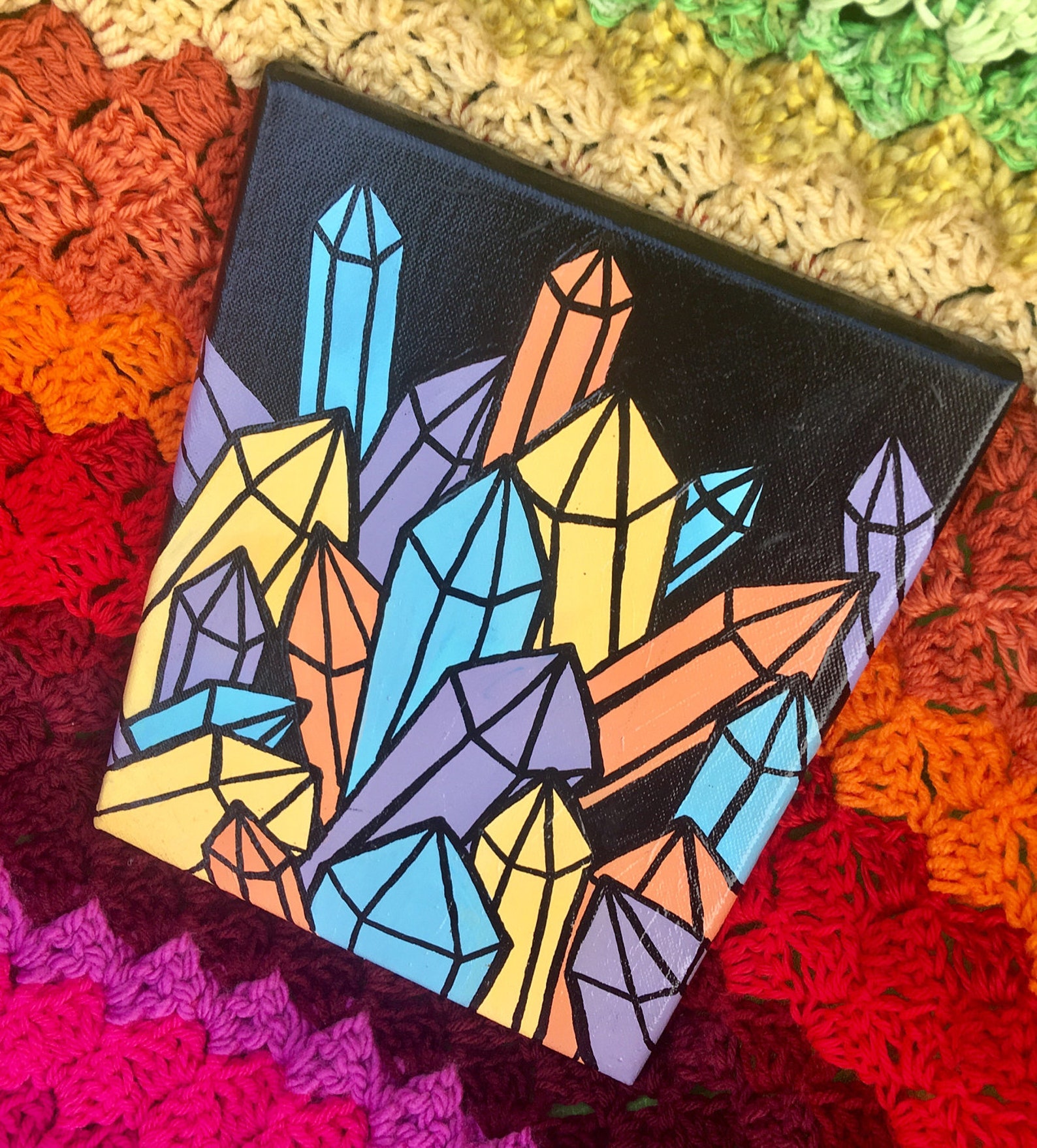 Pastel Crystals 1 Mixed Media Painting 10x8 Pop - Etsy