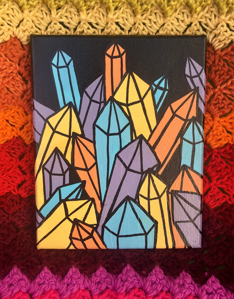 Pastel Crystals 1 Mixed Media Painting 10x8 Pop - Etsy