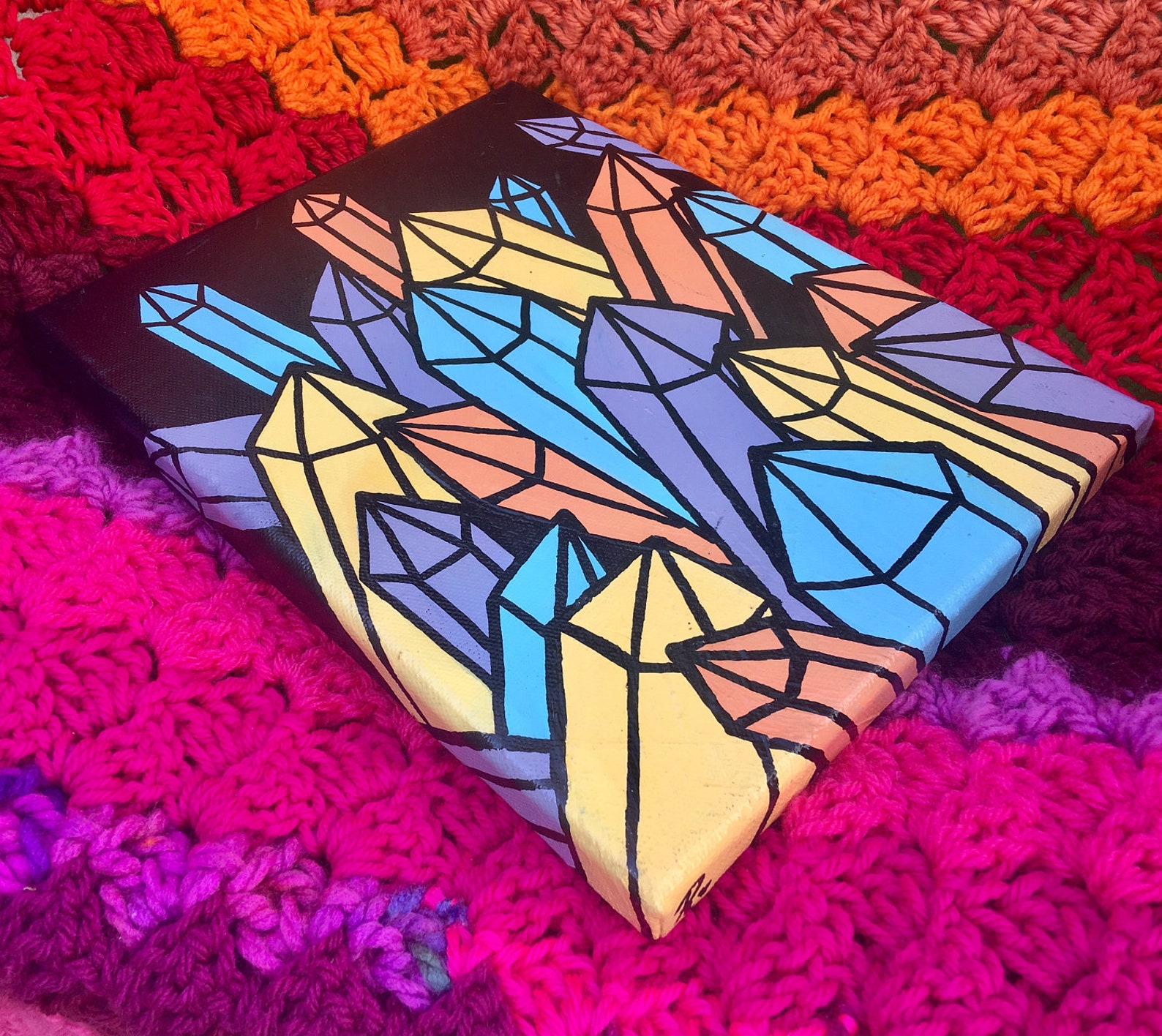 Pastel Crystals 1 Mixed Media Painting 10x8 Pop - Etsy