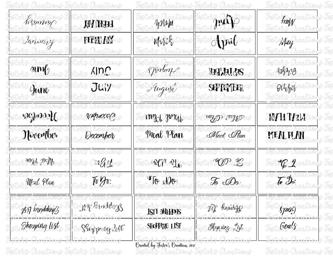 Planner Tabs-digital Download-printable-planner Tabs for TAB Punch ...