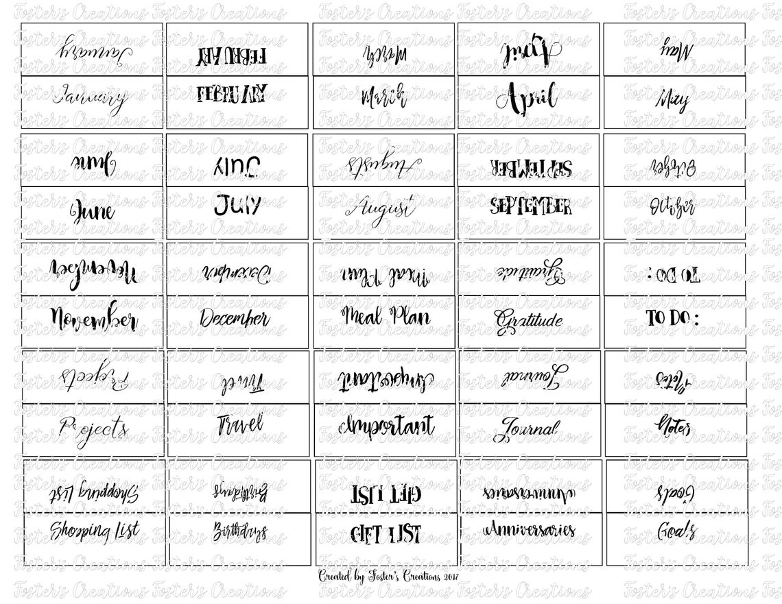 Planner Tabs-printable-monthly Planner Tabs for | Etsy