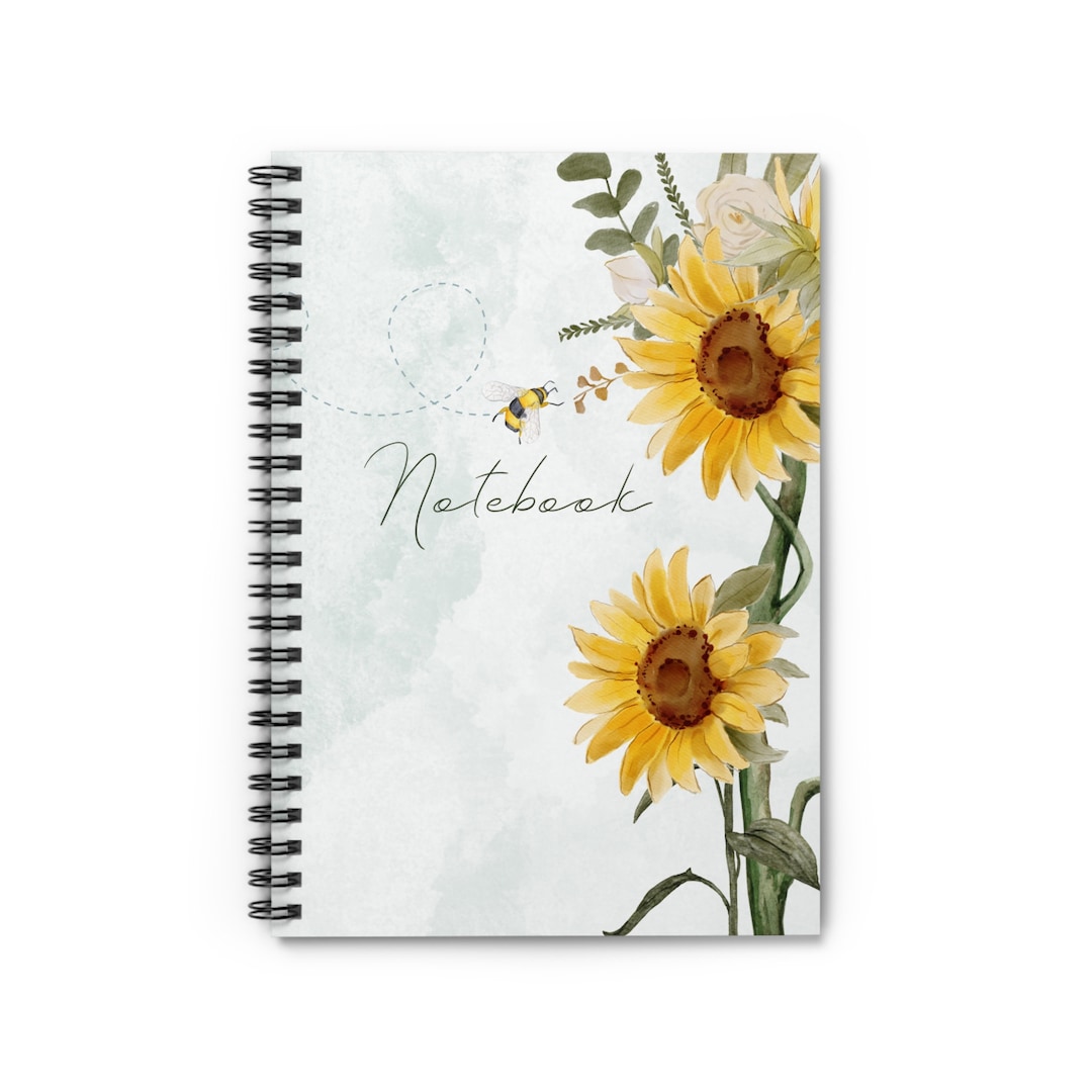 Sunflower With Bee Spiral Notebook Ruled Line - Etsy